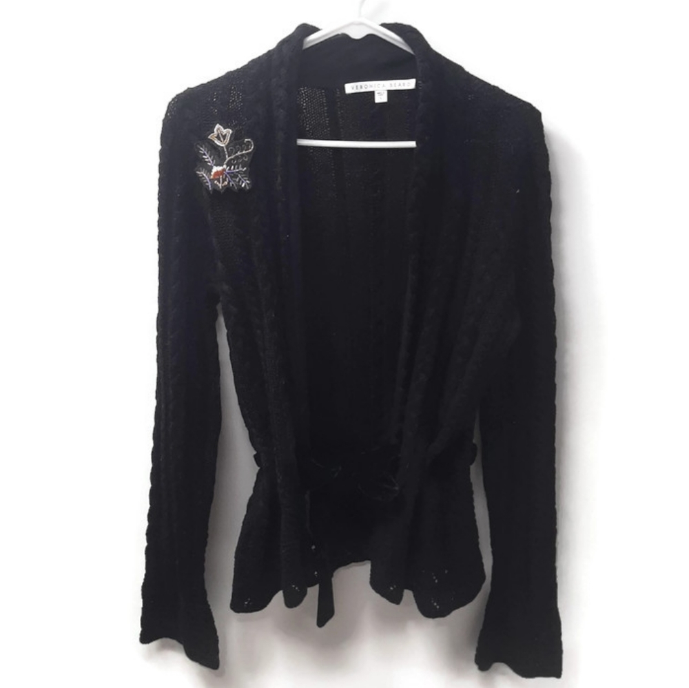 Veronica Beard Deana Cable Knit Cardigan Small - Gem